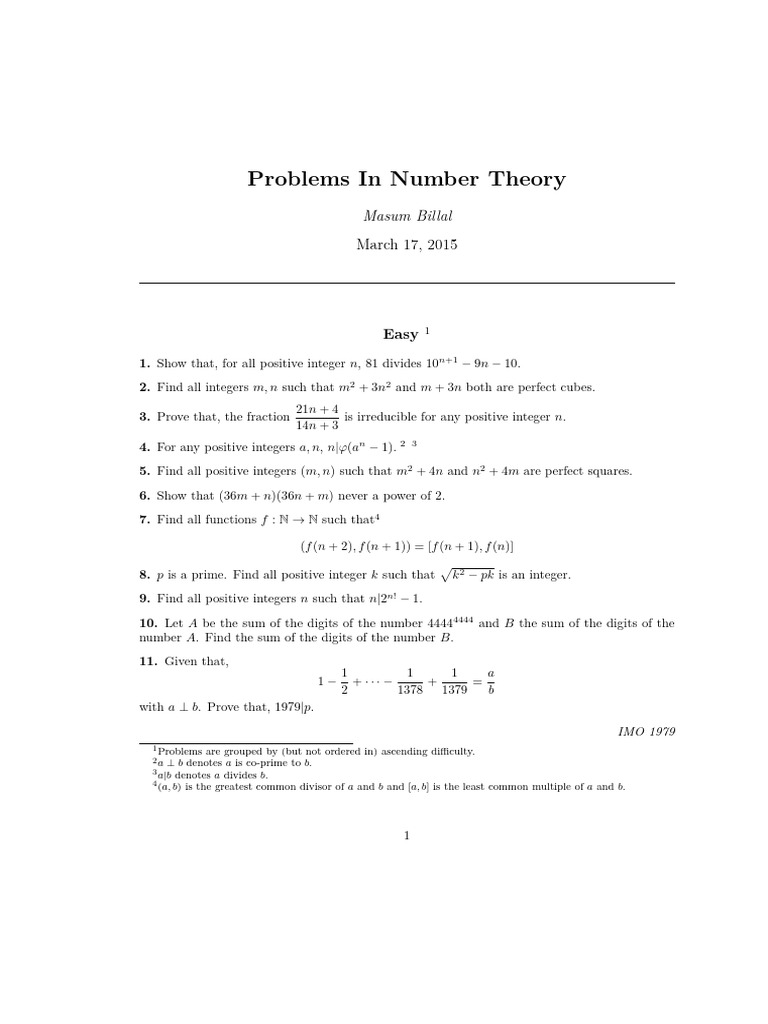 Challenging Number Theory Problems | PDF | Number Theory | Mathematics