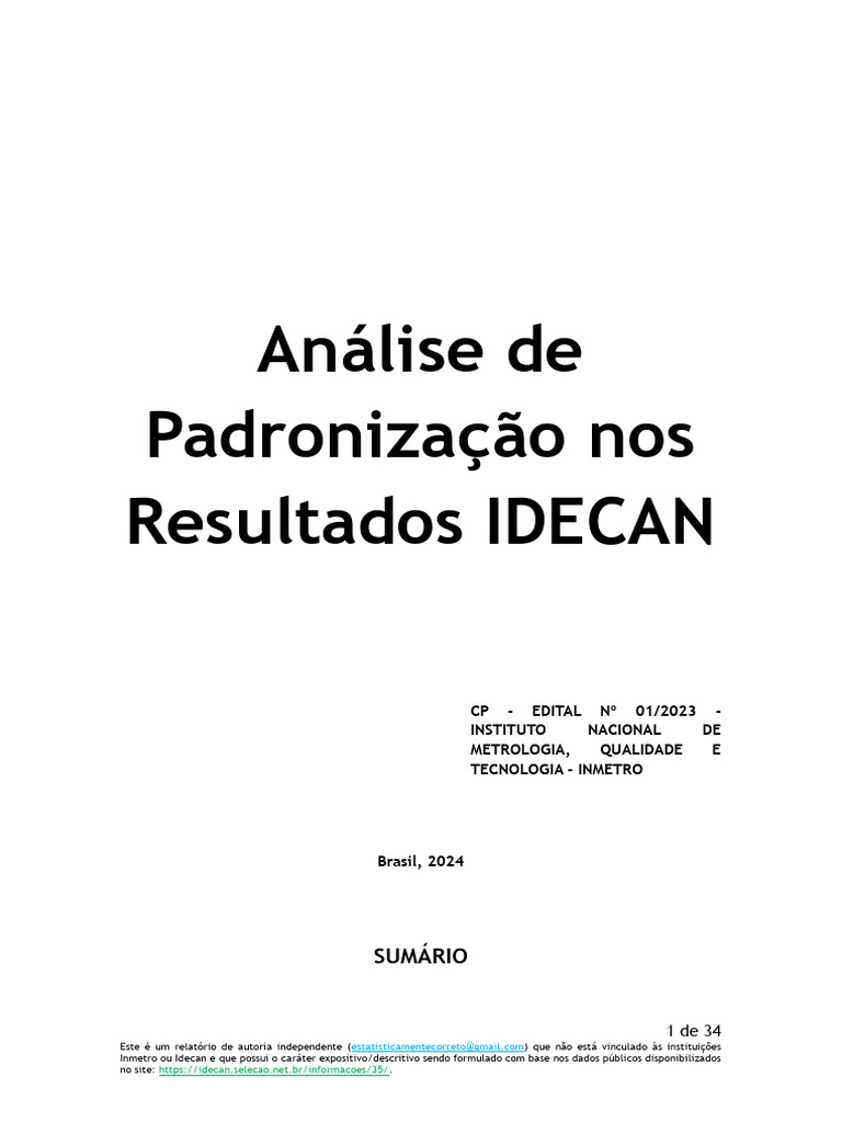 Relatório Analítico IDECAN | PDF | Metrologia | Brasil