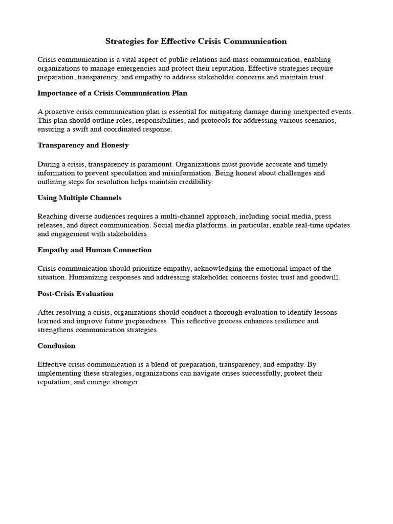 Effective Crisis Communication Strategies | PDF | Communication