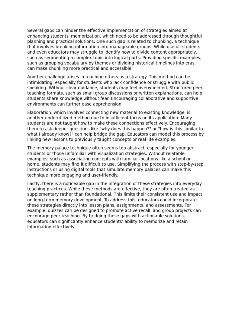 GAPS | PDF | Learning | Recall (Memory)