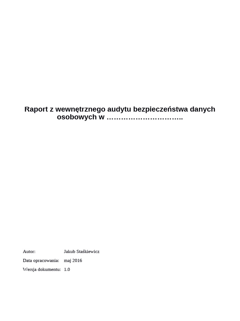 Przykladowy Raport ODO | PDF