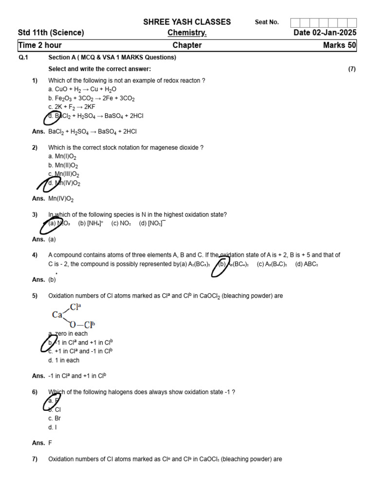 11TH SCI CHEM | PDF | Redox | Chemical Reactions