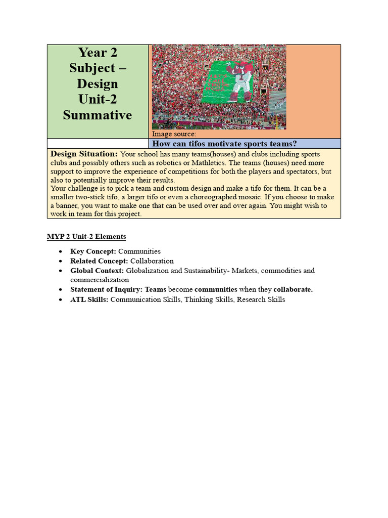 MYP2 U2 CA Summative Assessment | PDF | Reason | Cognition