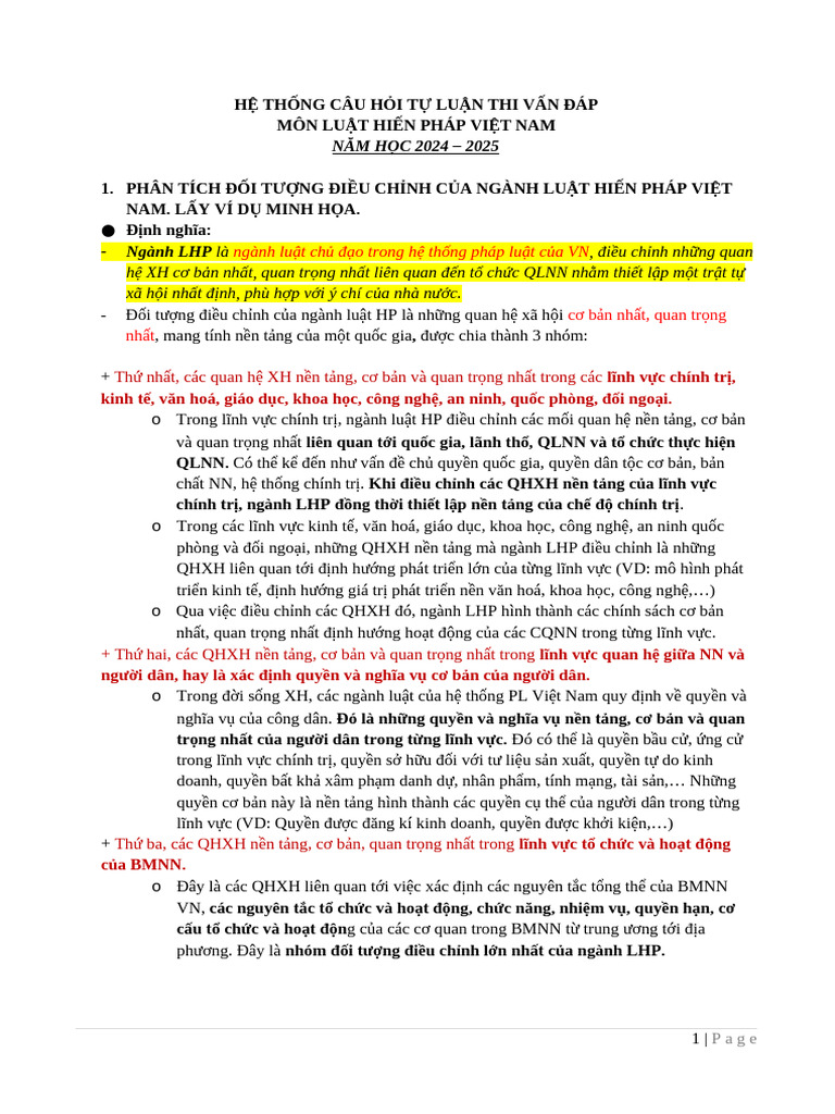 ĐỀ CƯƠNG LHP | PDF