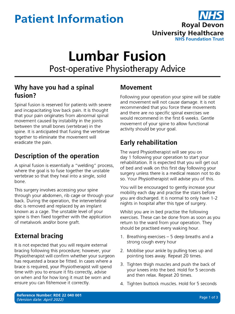patient-information-leaflet-lumbar-fusion-post-operative-physiotherapy-advice-rde-22-040-001 ...