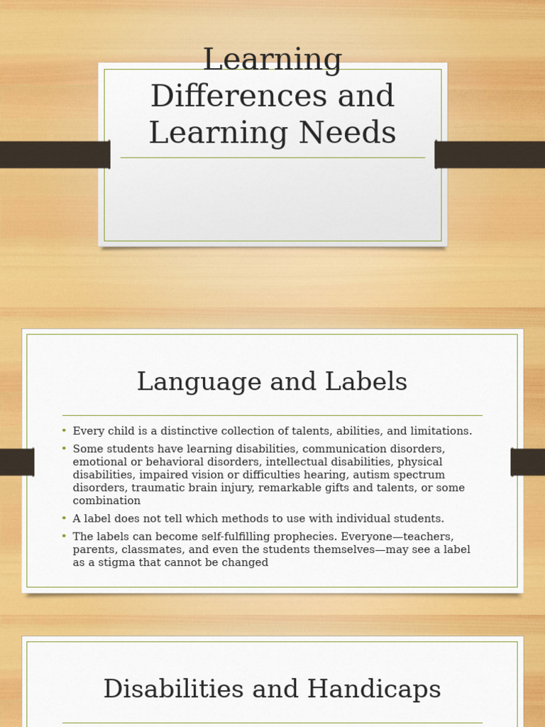 Lecture 3 Learning Differences and Learning Needs | PDF | Intelligence | Disability