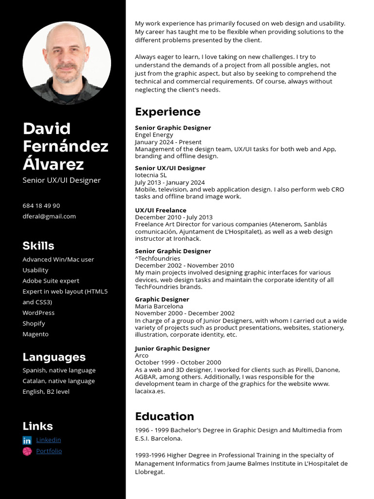 David Fernandez CV ENG | PDF | Web Design | User Interface