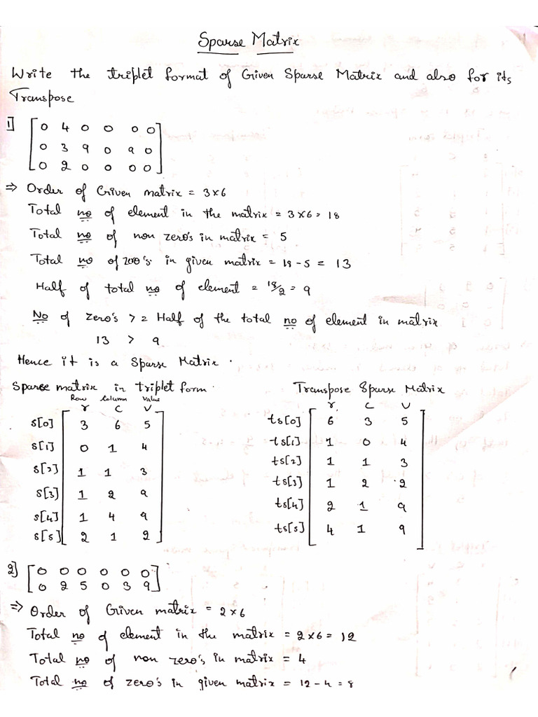 Sparse Matrix | PDF