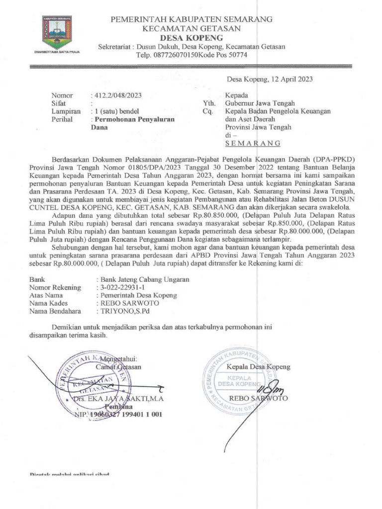 Dokumen Sarpras KABUPATEN SEMARANG Getasan Kopeng 34711 | PDF