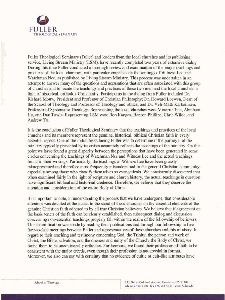 Fuller Statement | PDF | Faith | Bible