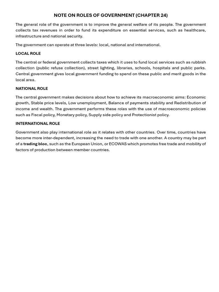 Government Roles: Local, National, International | PDF