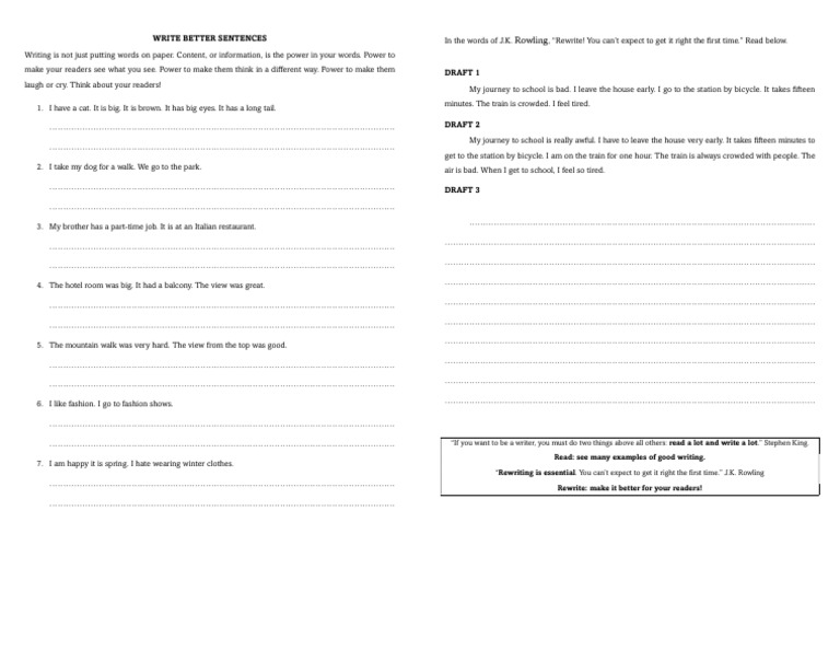 Improve Your Sentence Writing Skills | PDF
