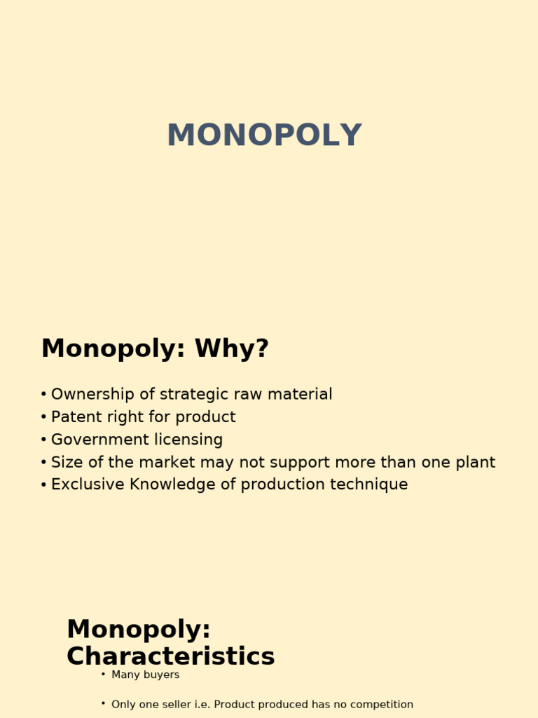 Understanding Monopoly Characteristics and Equilibrium | PDF | Monopoly ...