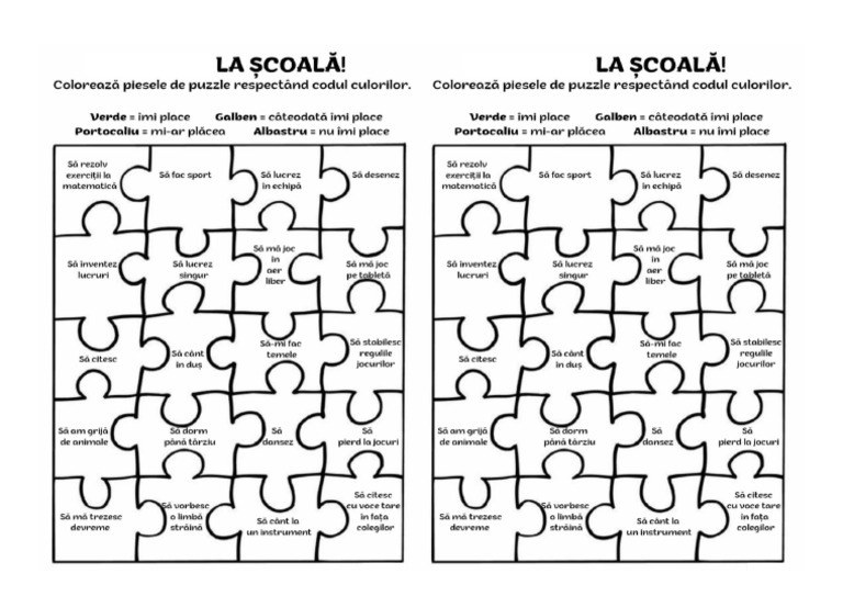 FISA EMS CLASA 1 A LA SCOALA PUZZLE DE COLORAT | PDF