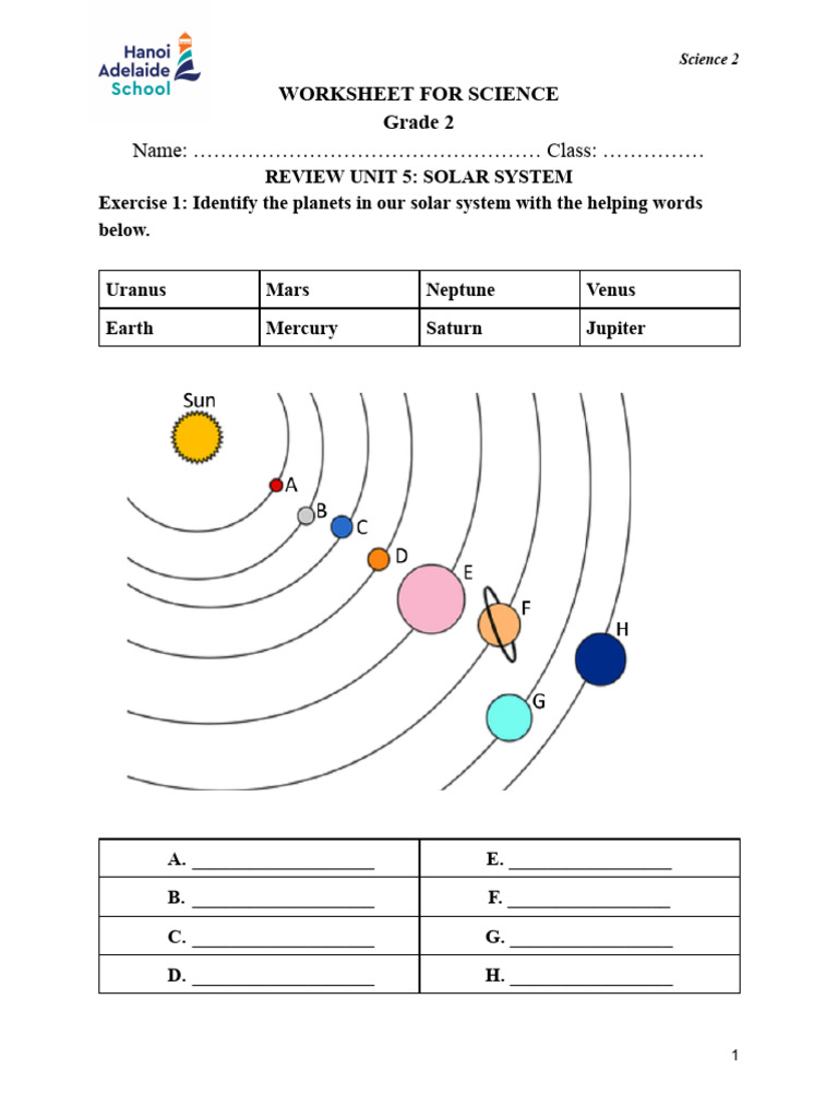 Worksheet - Science 2 - Review Unit 5 | PDF