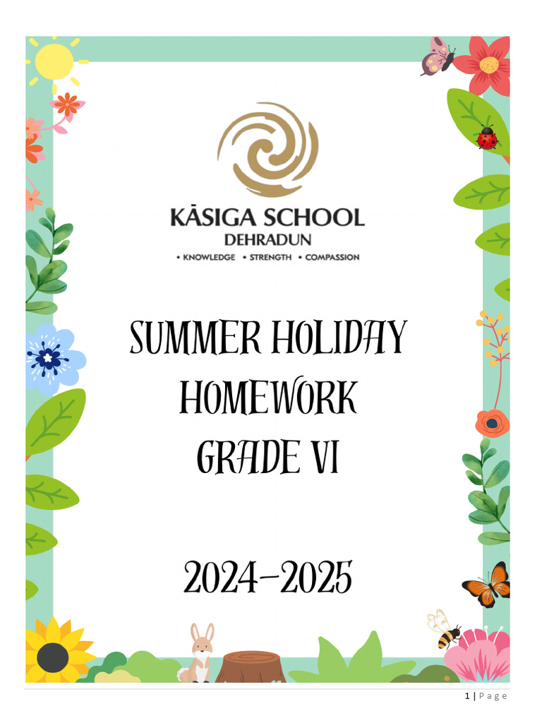Grade VI - Summer Holiday Homework | PDF | Nutrients | Creativity