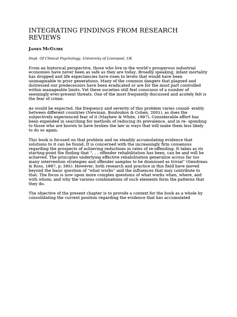 Integrating Findings From Research Reviews | PDF