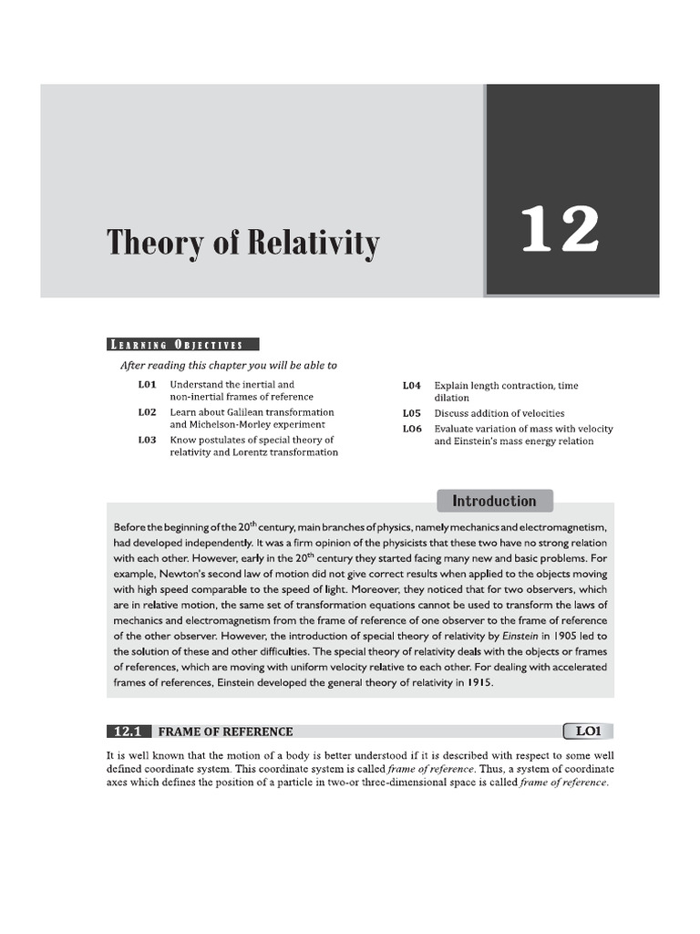 Unit-6 Theory of Relativity | PDF
