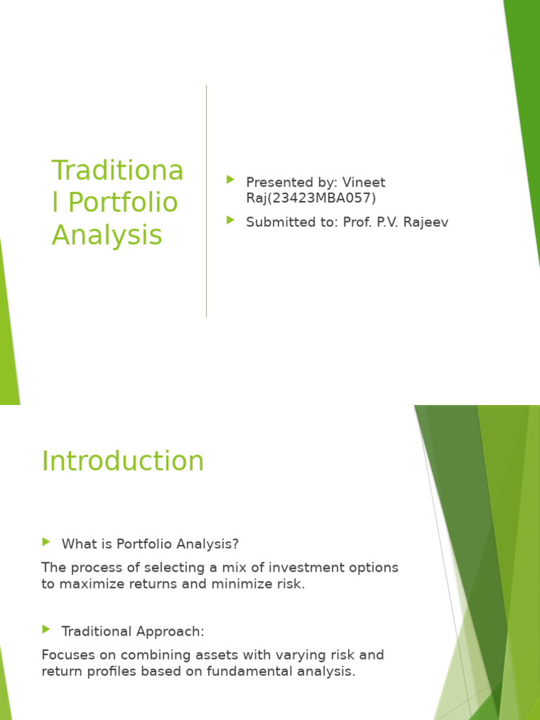 Traditional Portfolio Analysis Overview | PDF | Modern Portfolio Theory | Financial Risk