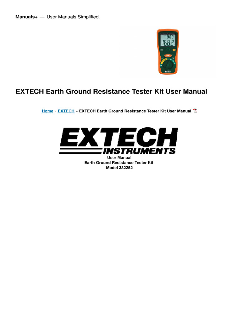 Extech 382252 Ground Resistance Tester Manual | PDF | Electrical ...