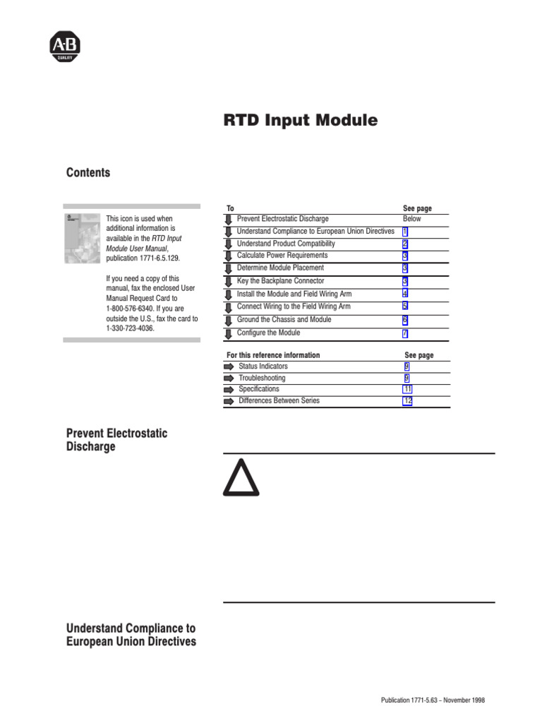1771-IR/D Module Installation Guide | PDF | Electrostatic Discharge ...