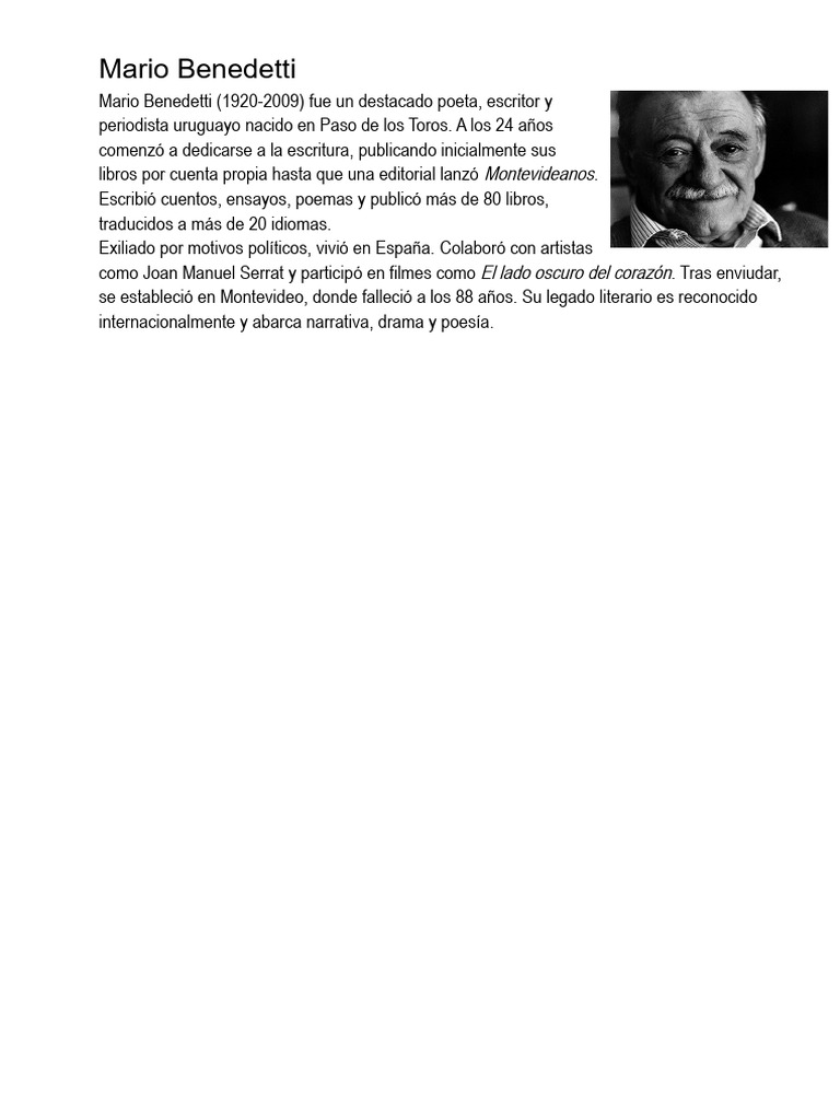 Benedetti AlgunosPoemas | PDF