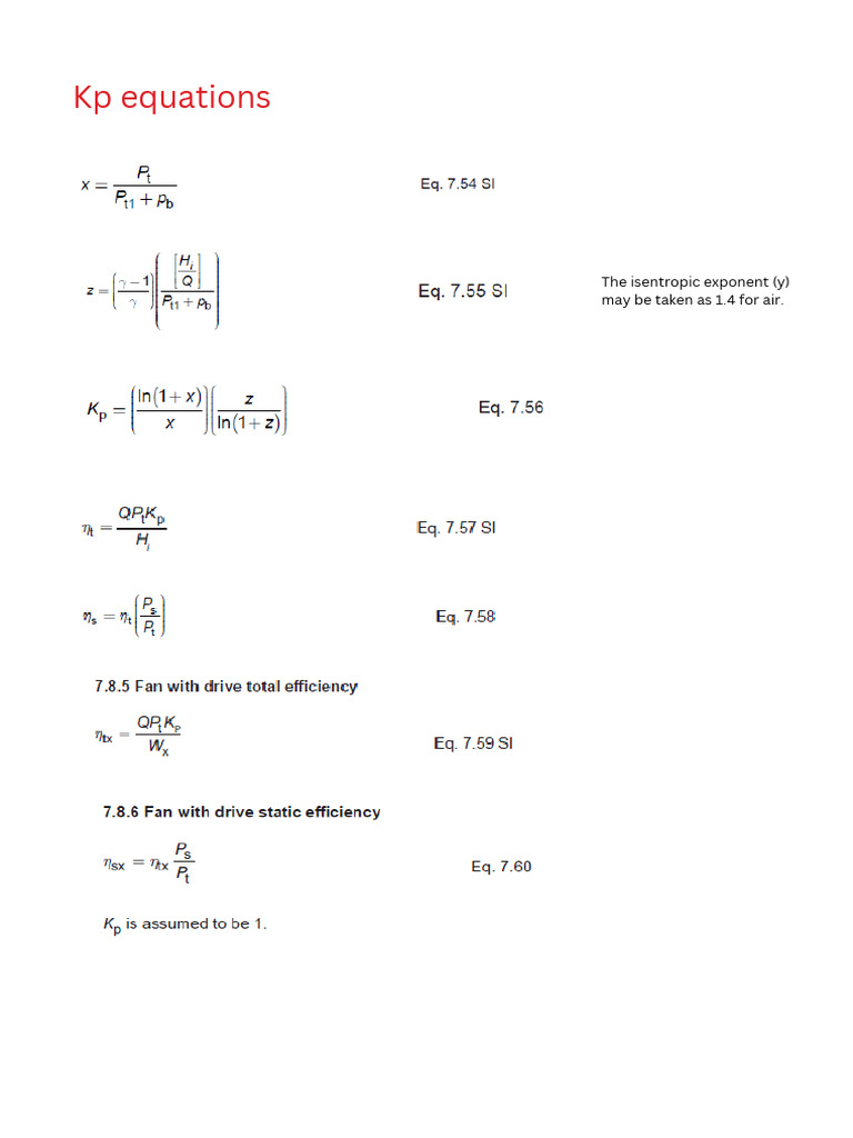 Kp Equations and Isentropic Exponent | PDF