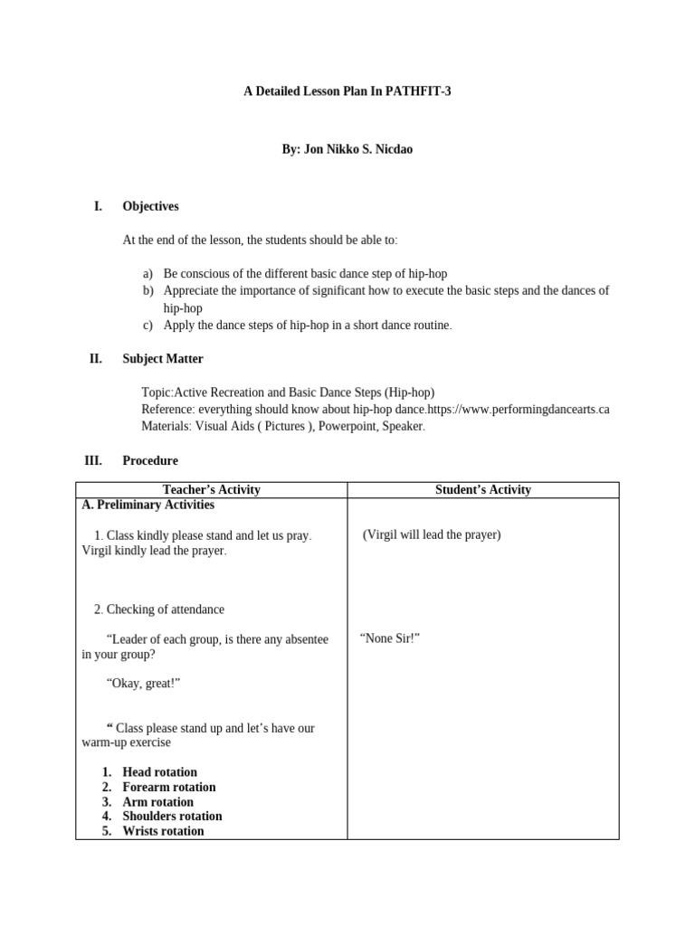 Hip-Hop Dance Lesson Plan for Students | PDF | Hip Hop Music | Urban ...