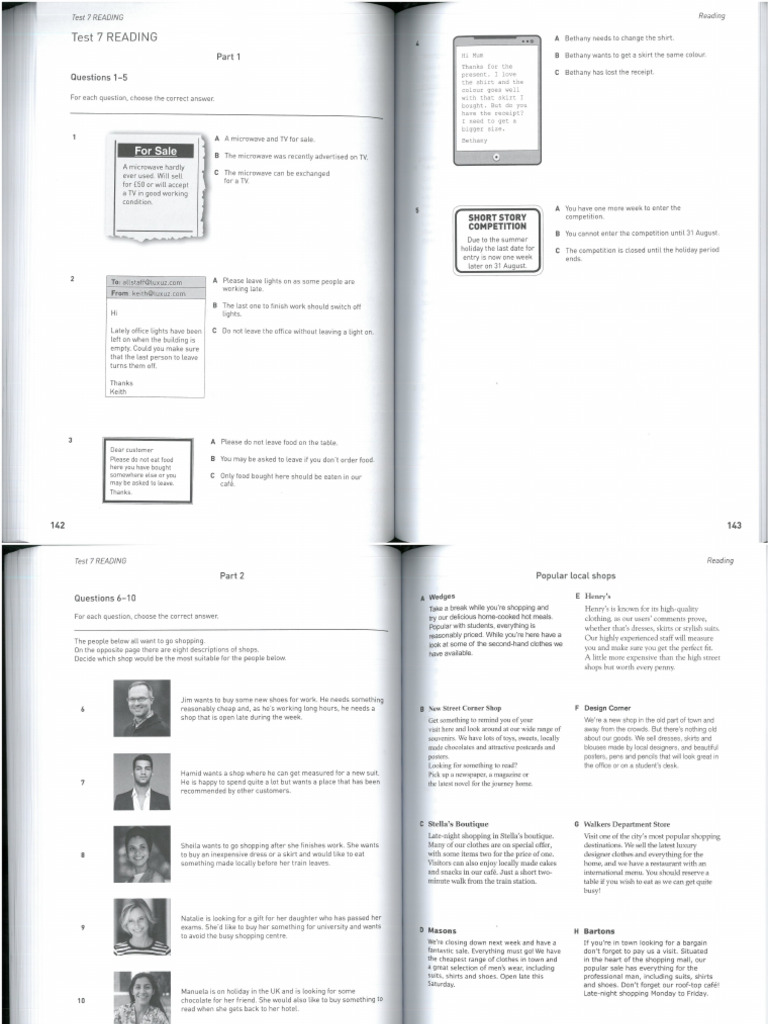 B1 Preliminary. Collins. Test 7 | PDF