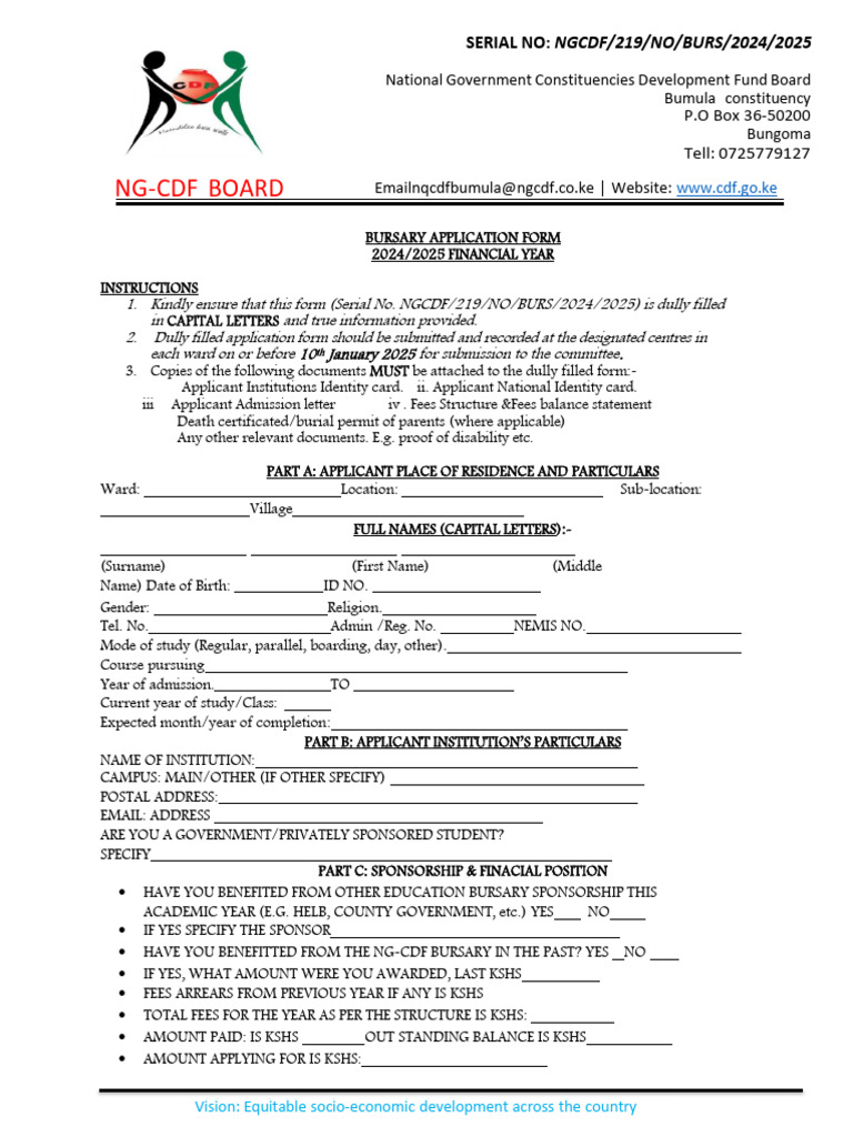 Bumula Bursary Application Form-2025 | PDF | Identity Document