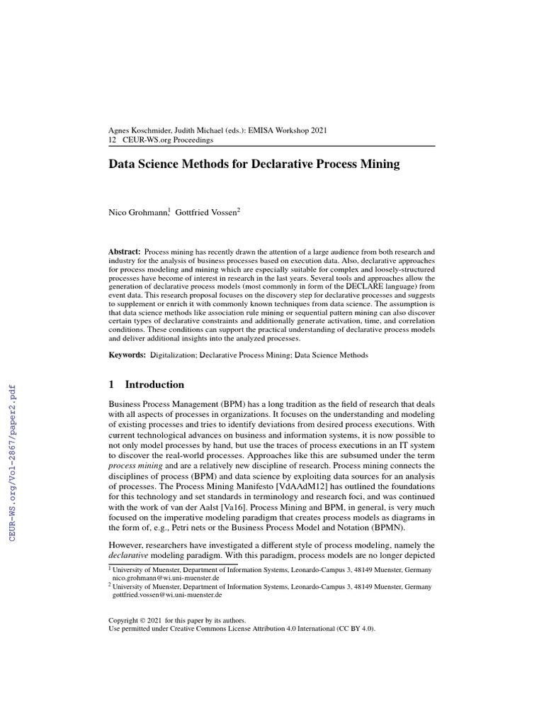 Data Science Methods For Declarative Process Mining | PDF | Data Science | Applied Mathematics