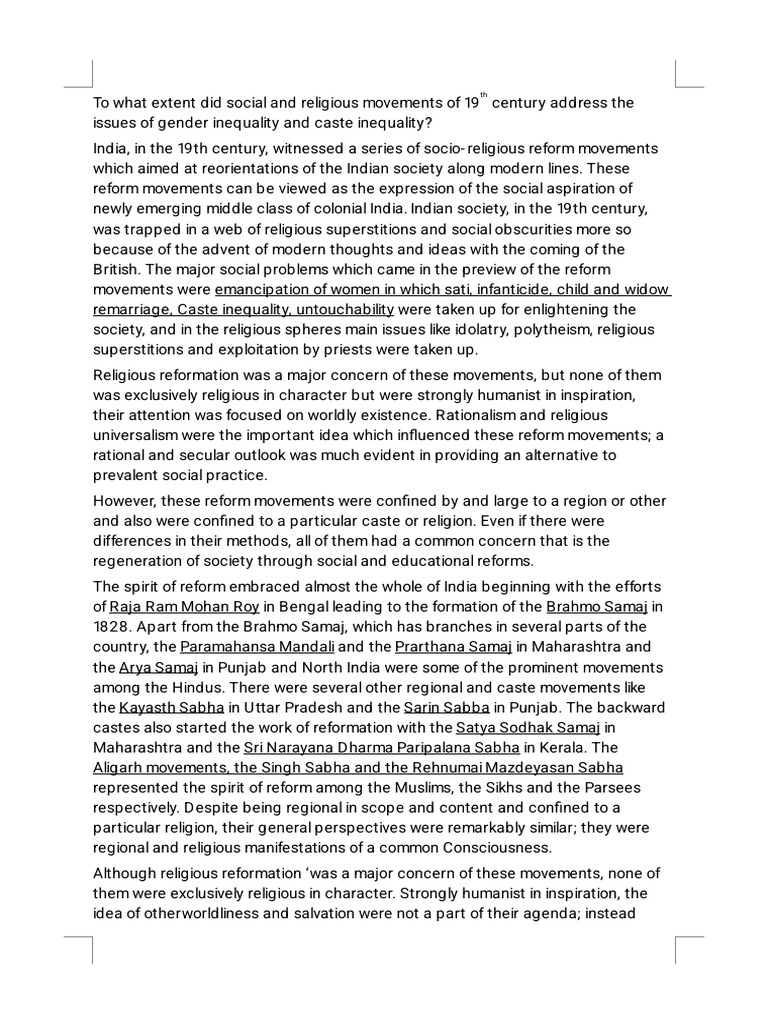 19th Century Hindu Socio-Religious Reforms | PDF | Universalism | Faith
