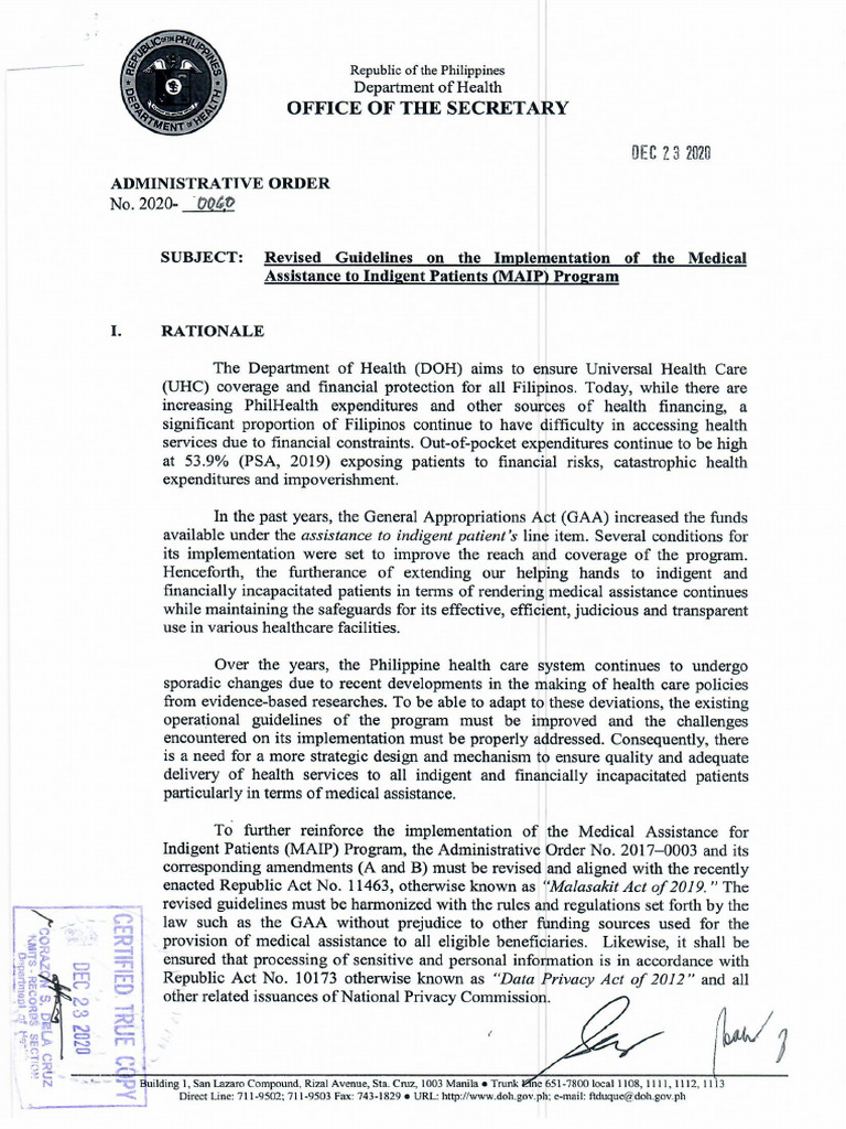 Signed Administrative Order No. 2020 0060 1 | PDF