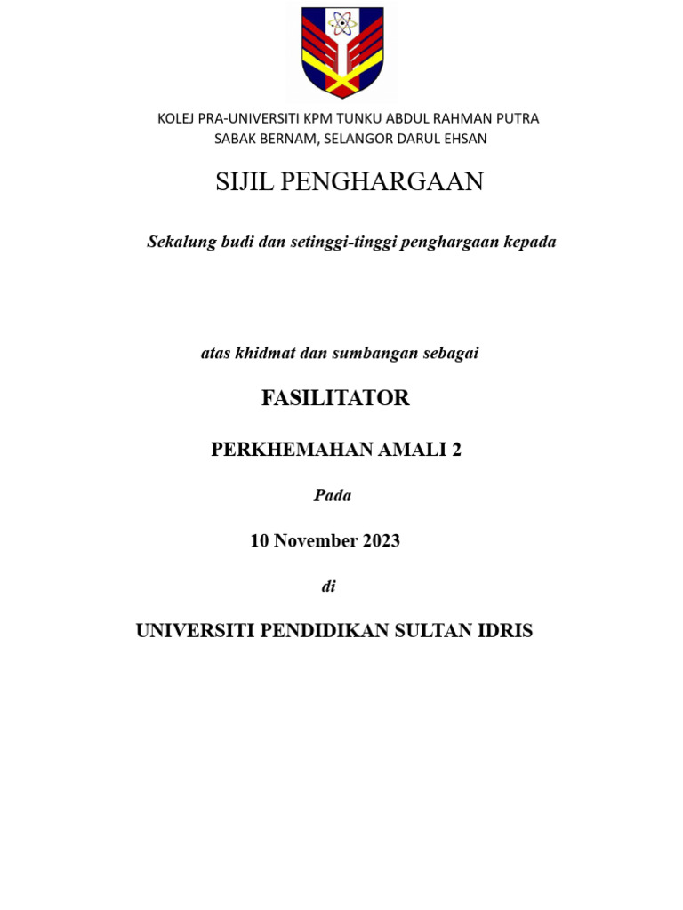 Sijil Fasilitator Kem | PDF