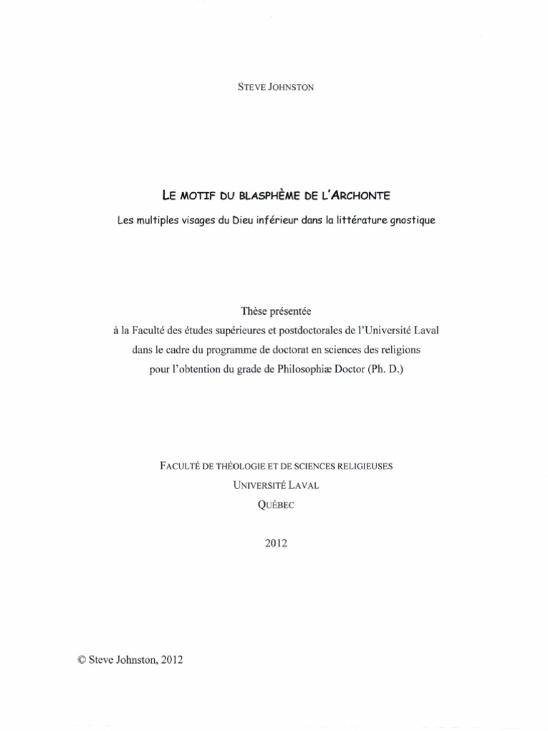 Le motif du blasphème de l'archonte | PDF | Gnosticisme | Dieu