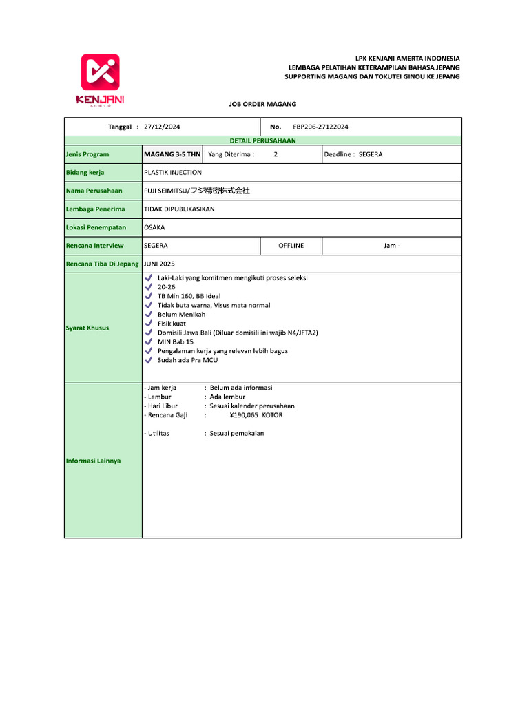 FBP206-27122024 Fuji Seimitsu | PDF