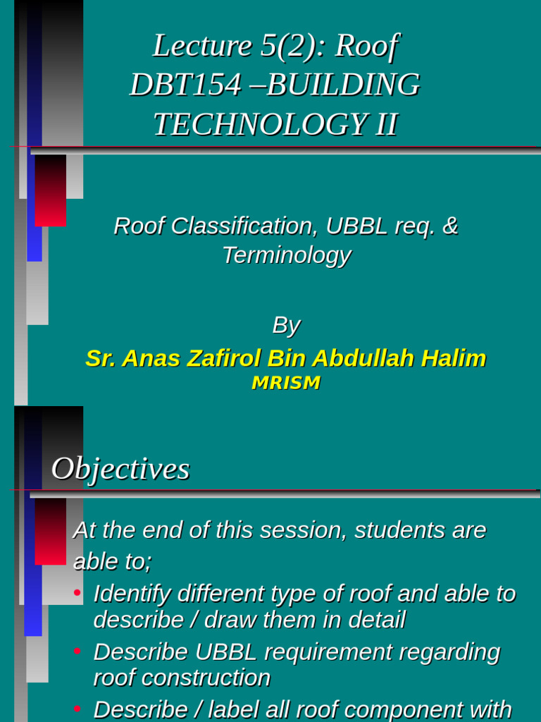Lecture 5 (2) - Roof Classification, Terminology & UBBL | PDF | Roof | Architectural Elements