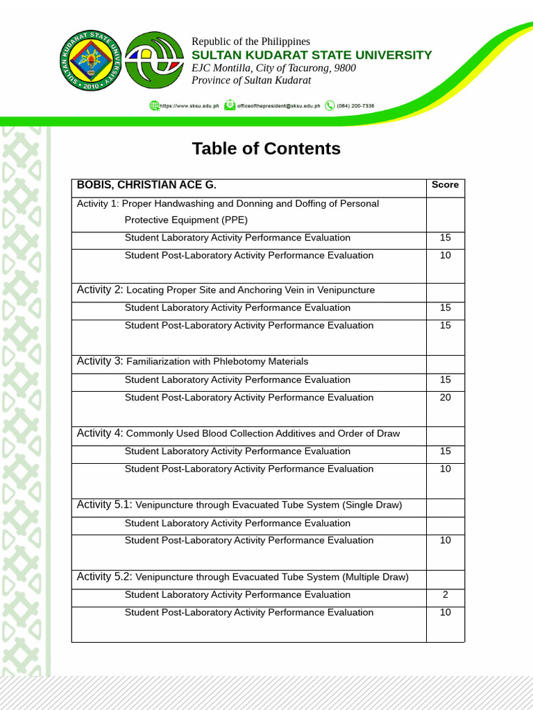 Compilation of Lab Manual in Pmls (Table of Contents) | PDF | Tests ...