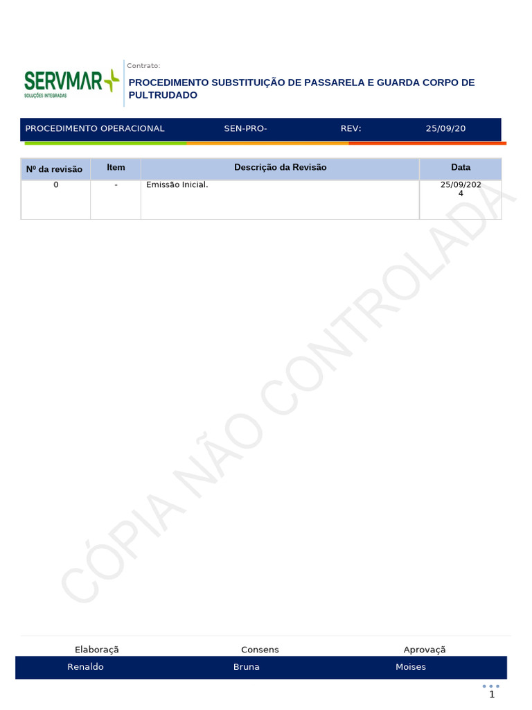 SEN - PRO - 039 - Substituição de Passarela | PDF | ISO 9000