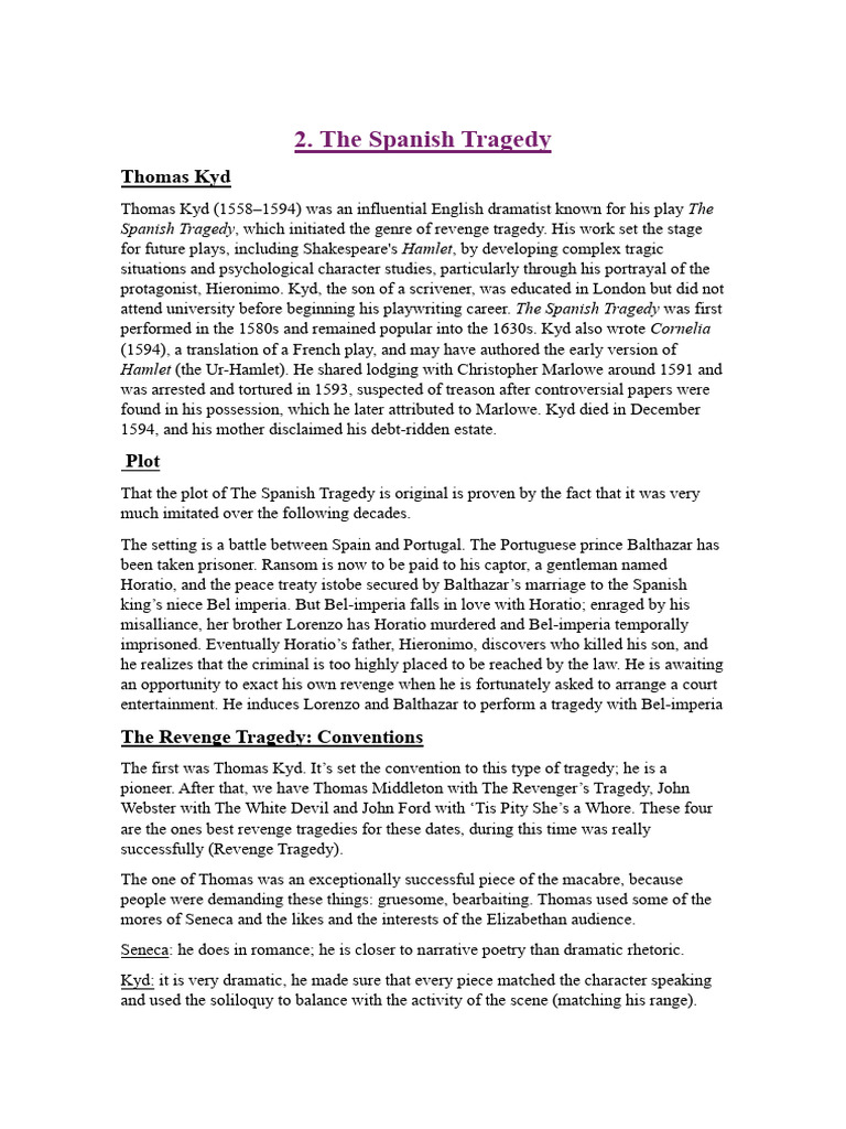 Theatre 2. The Spanish Tragedy | PDF