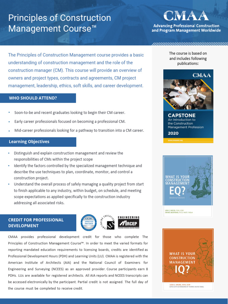 Principles of Construction Management Course Flier | PDF | Construction Management | Project ...