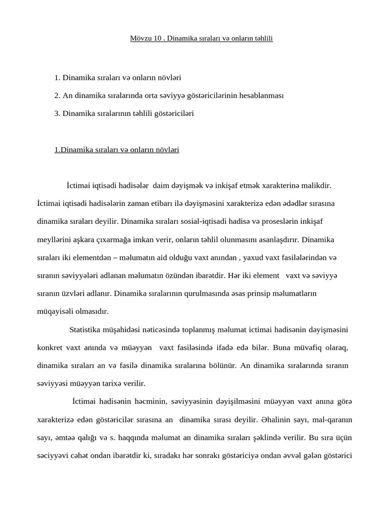 Movzu 10 plan Dinamika sıraları və onların təhlili - копия | PDF
