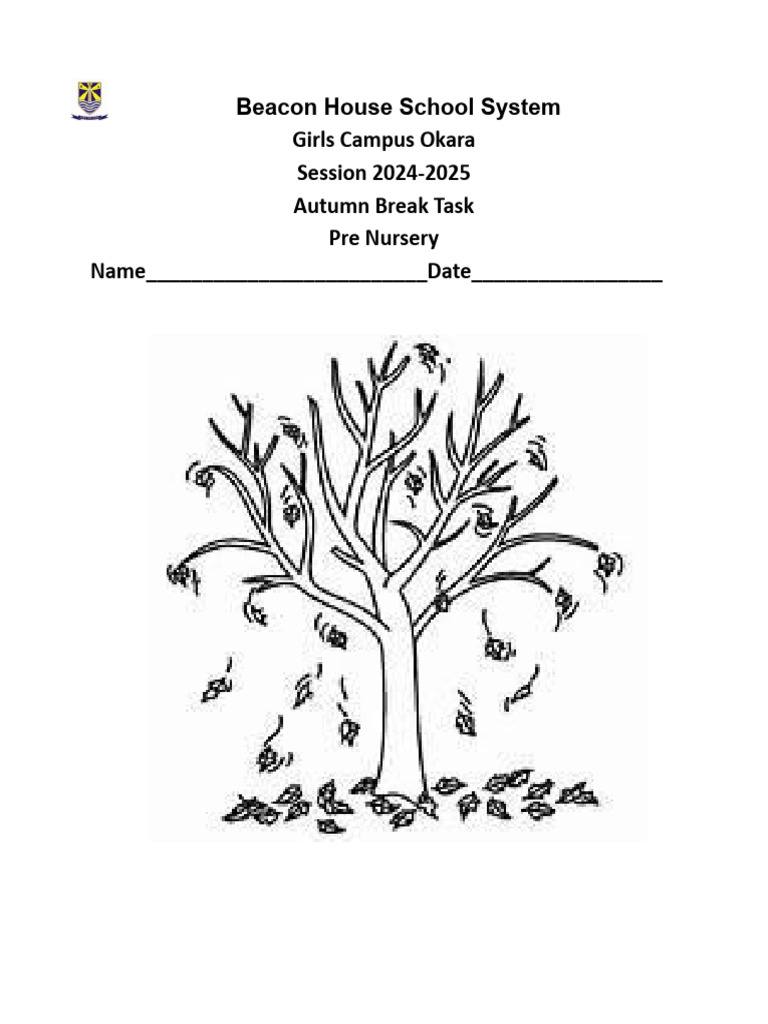 Autumn Break Tasks for Pre Nursery | PDF