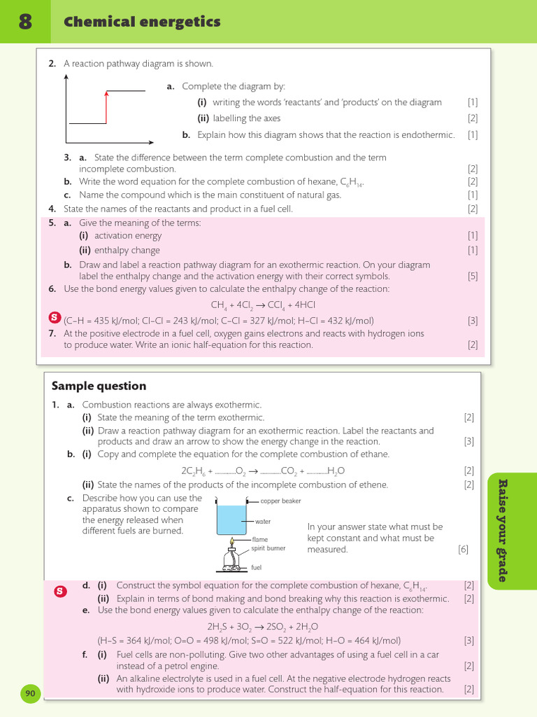 Chemical Energetics Test | PDF | Chemical Reactions | Combustion