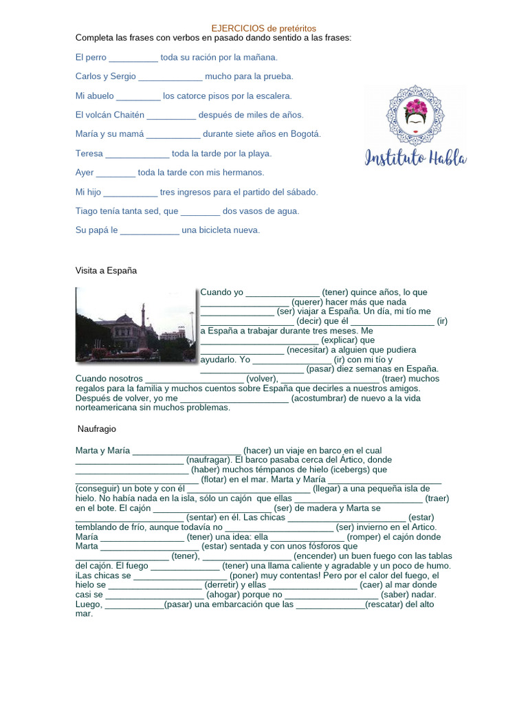 Ejercicios de Verbos en Pasado | PDF | Auxiliar de vuelo