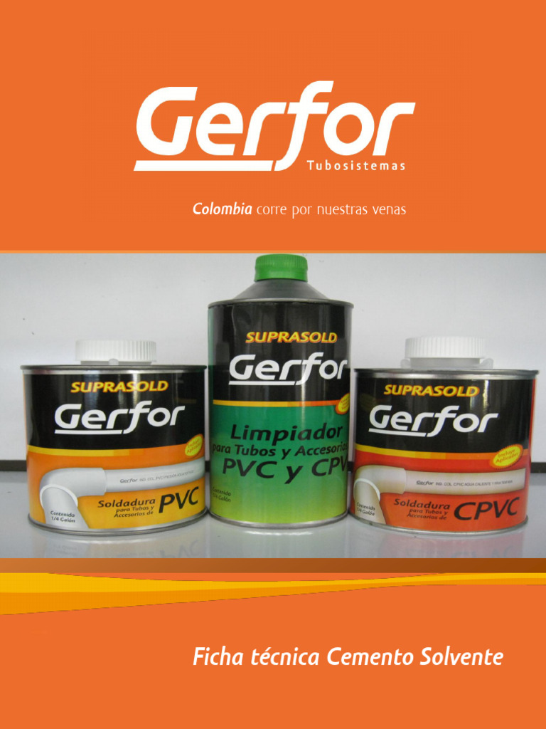 Cemento Solvente GERFOR: Especificaciones y Usos | PDF | Cloruro de ...