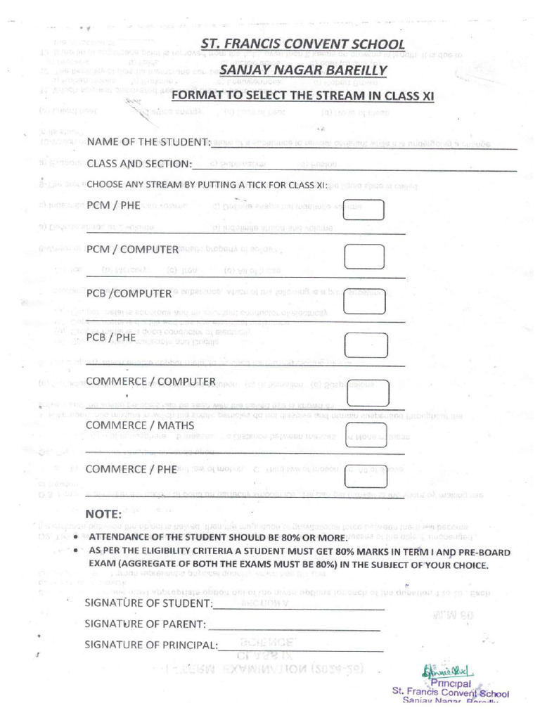Stream Selection Format Class X.jpeg | PDF