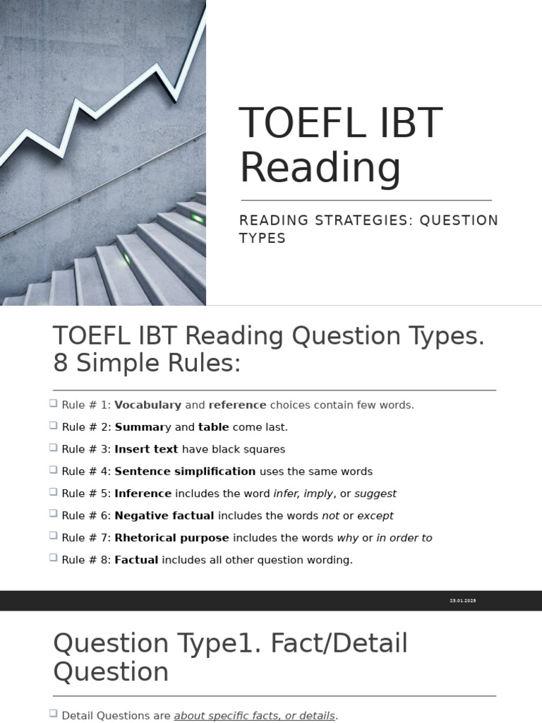TOEFL IBT Reading_Question Types (1) | PDF | Question | Word