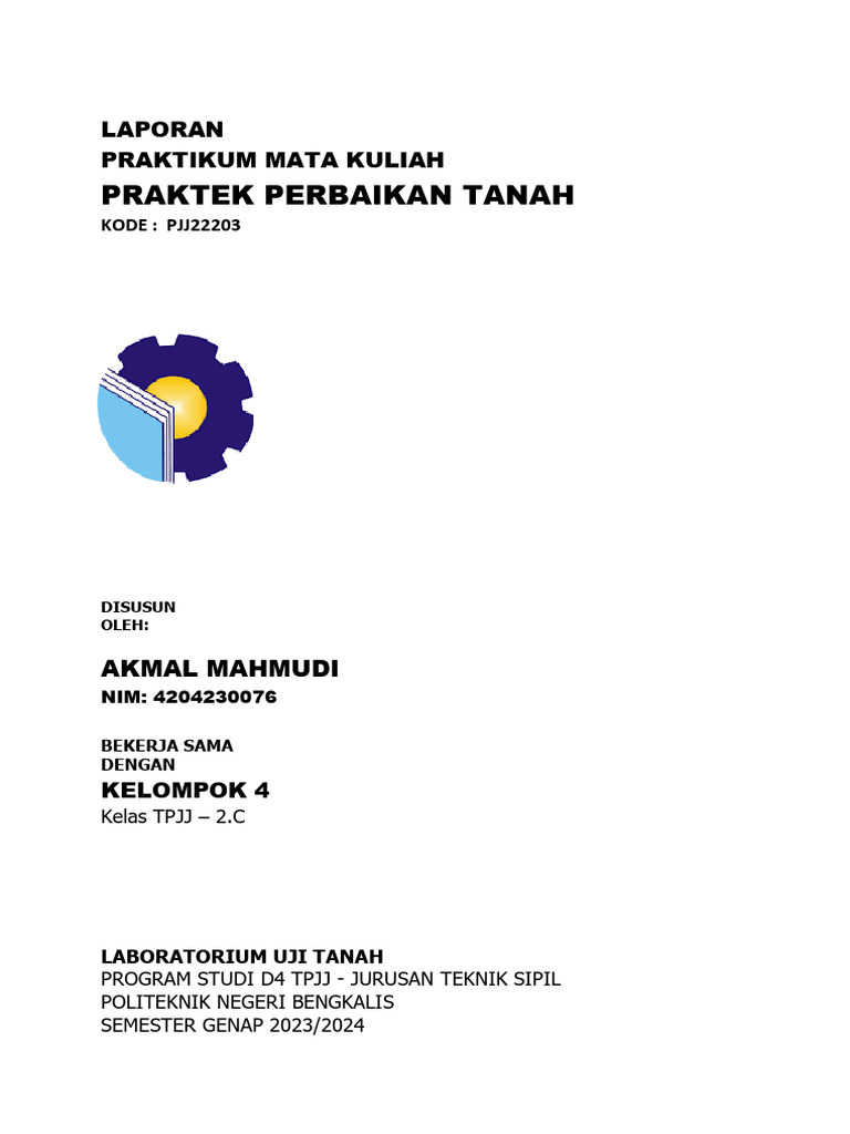 02_CONTOH COVER LAPORAN MK PPT Kelas PJJ_2C | PDF