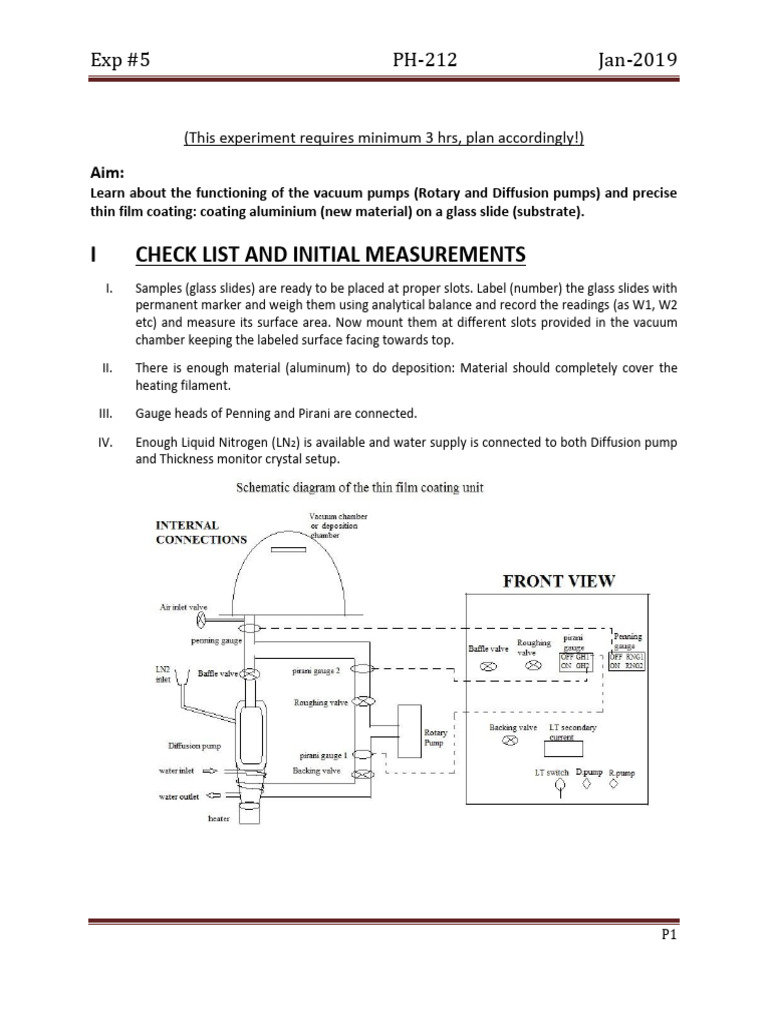 Exp5 PH212 (2019) ThinFilmDeposition | PDF | Thin Film | Vacuum